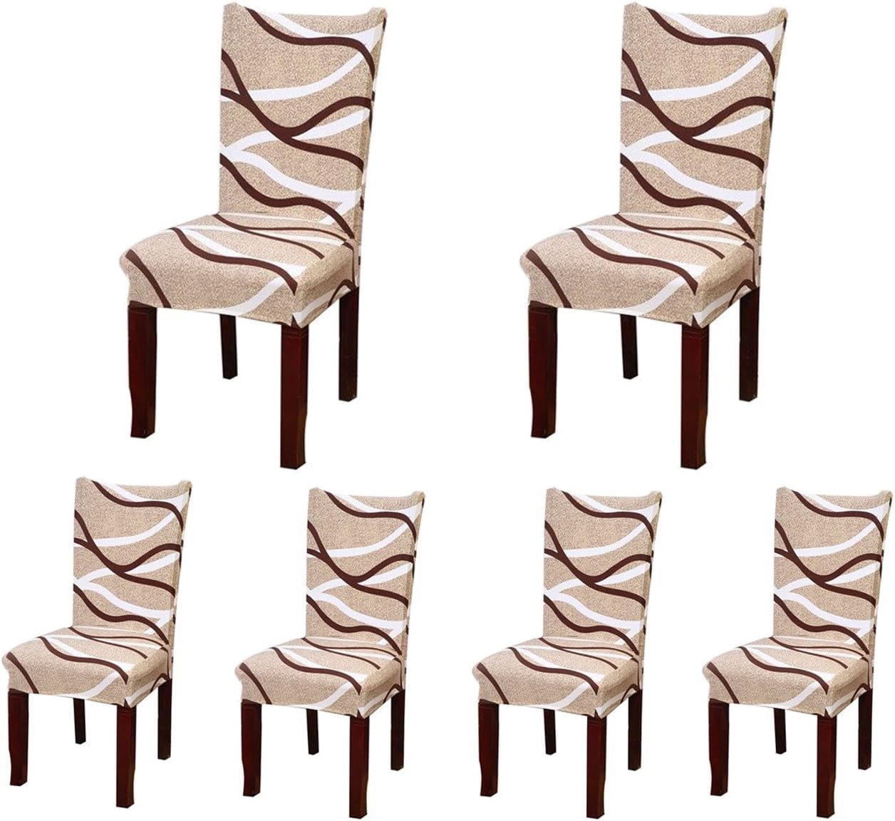 6 x Soft Spandex Fit Stretch Short Dining Room Chair Covers with ...