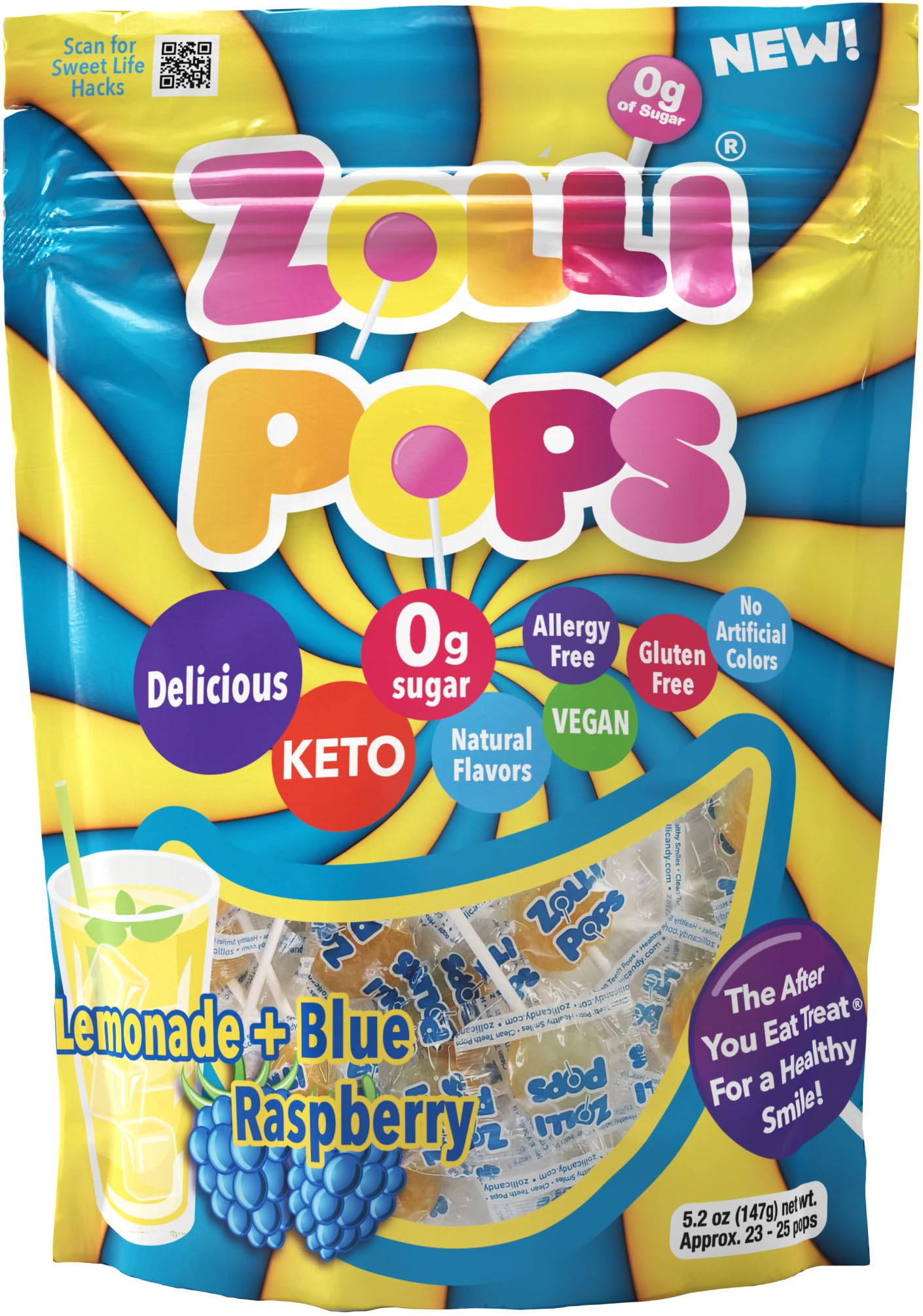 6 x - Zollipops Lemonade & Blue Raspberry - A Refreshing Duo of ...