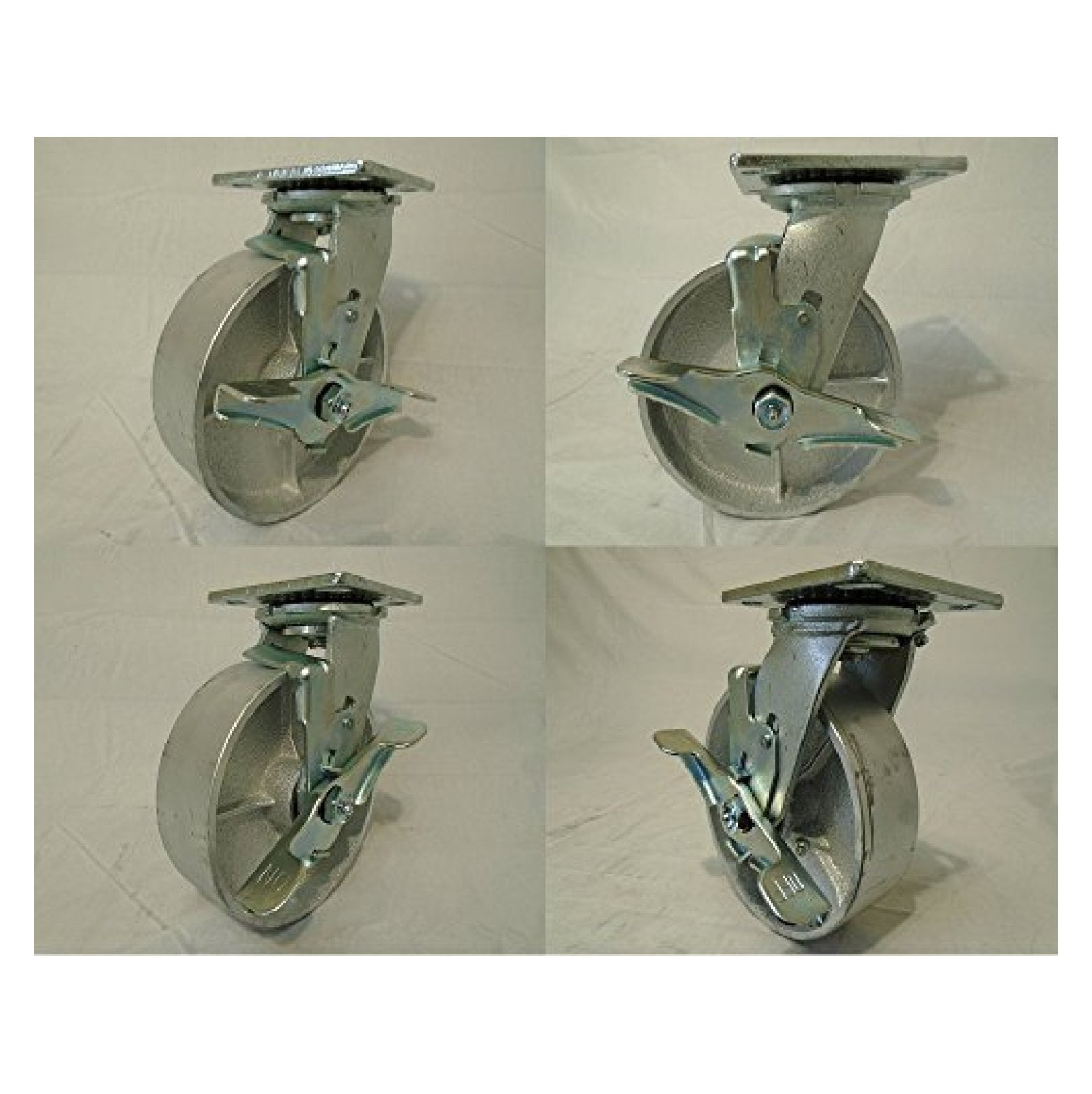 6"x2" Swivel Casters Heavy Duty Semi-Steel Iron Wheel with Brake ...
