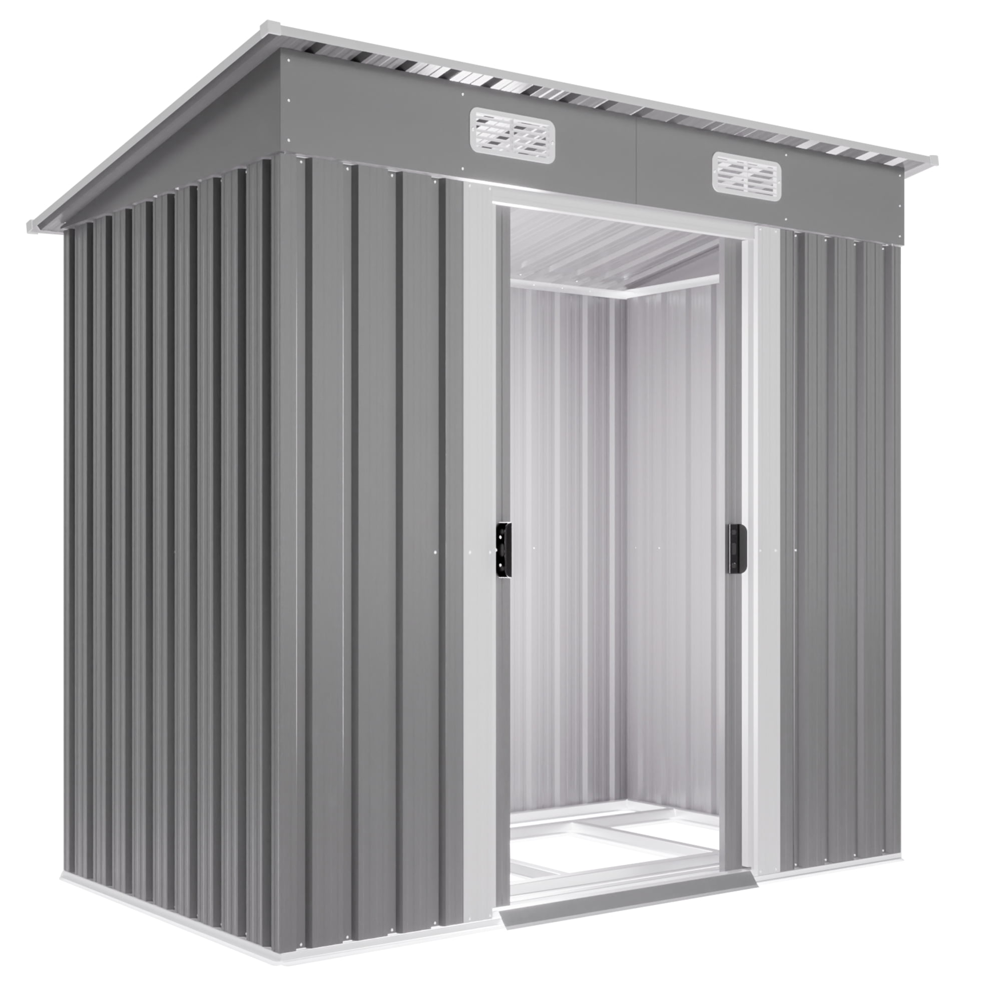 6'x4' Outdoor Metal Storage Shed With Air Vents, Sloped Roof, Lockable ...
