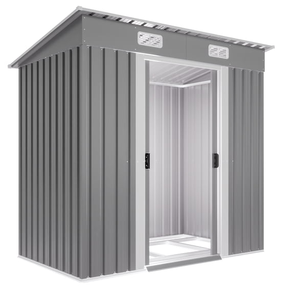 6'x4' Outdoor Metal Storage Shed With Air Vents, Sloped Roof, Lockable ...