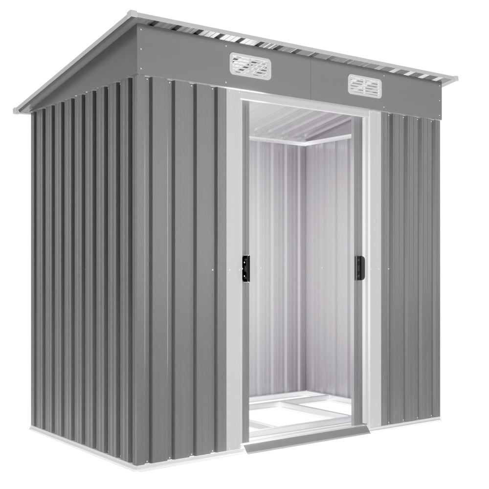 6'x4' Outdoor Metal Storage Shed with Air Vents, Sloped Roof and ...