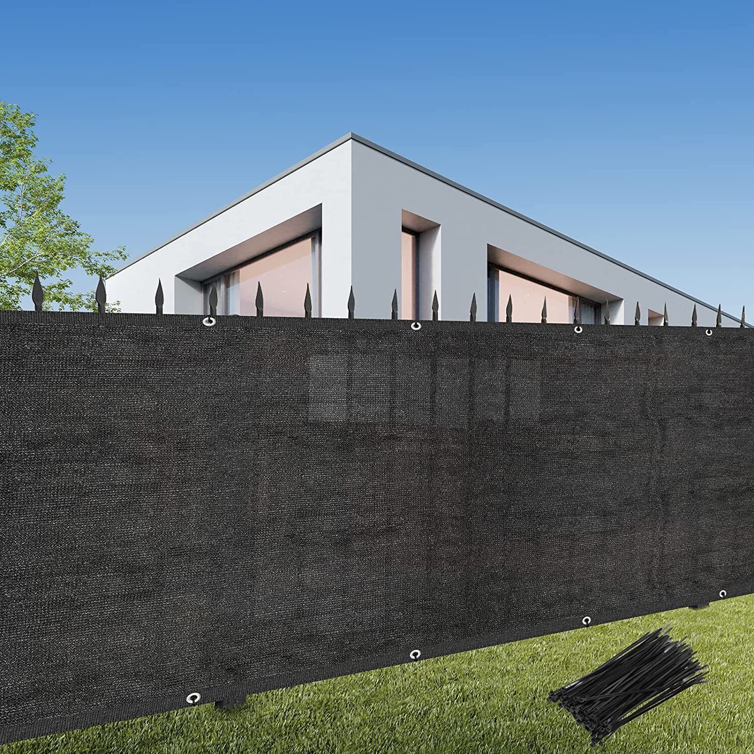 Fence4ever Black 8' x 25' 8 ft tall Fence Privacy Screen Windscreen ...