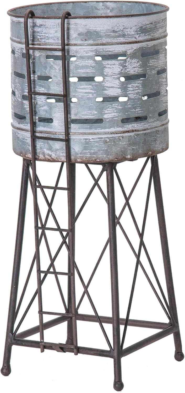 6"x6.5"x14.3"H Farmhouse Rustic Iron Metal Water Tower Planter, Urban ...