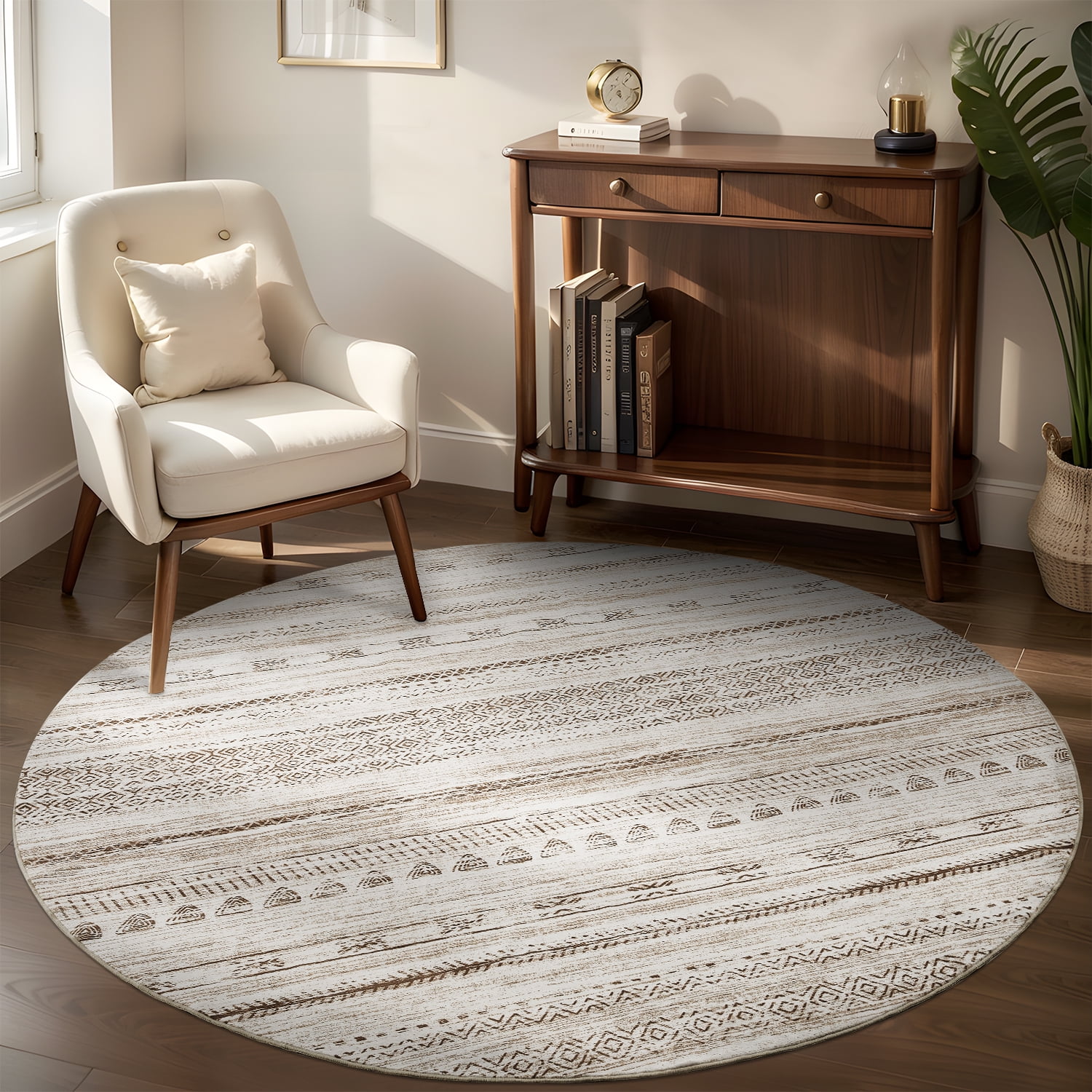 6'x6' Round Rugs for Living Room Washable Rugs Boho Moroccan Area Rug ...