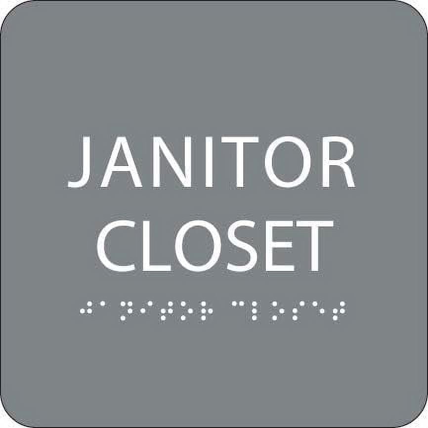 - 6" x6" janitor closet sign - compliant tactile grade 2 braille text ...