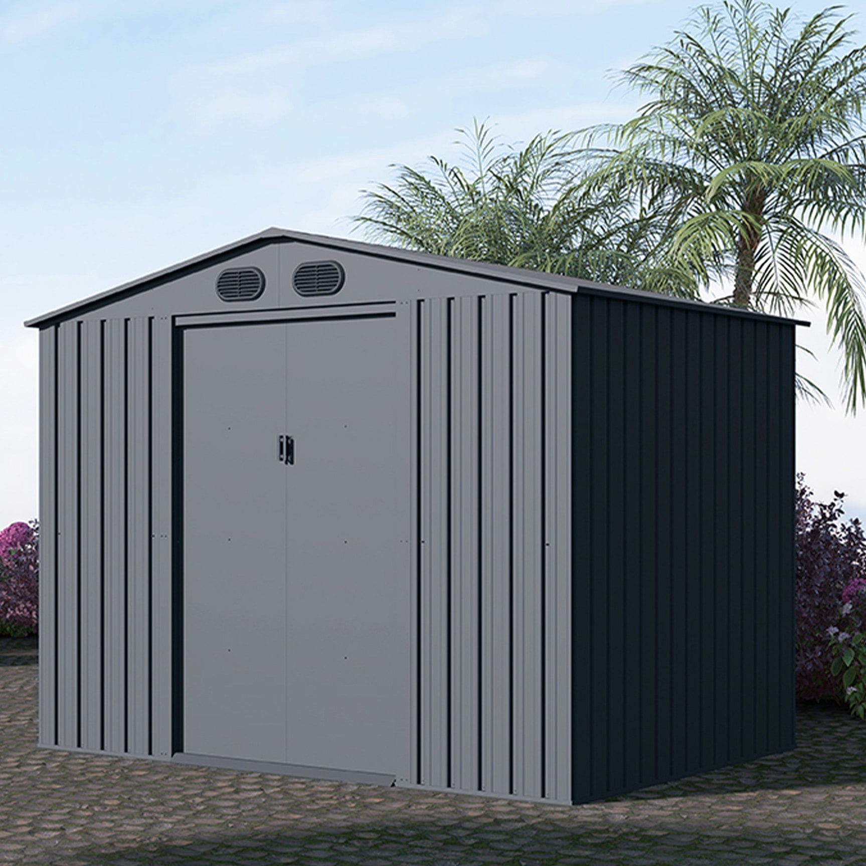 6'x8' Galvanized - Double Sliding Door and Four Vents - Patio Deck ...
