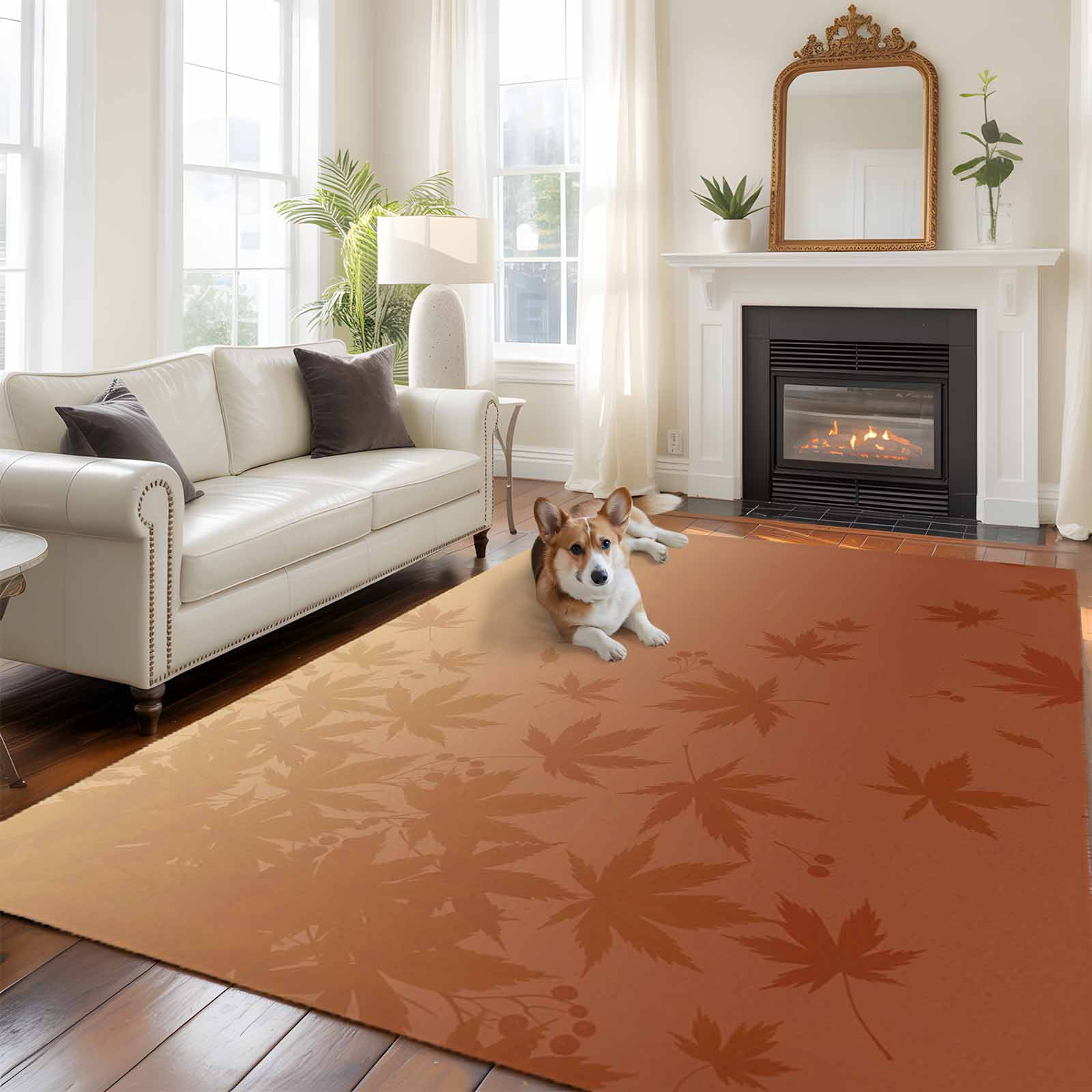 6'x9' Area Rugs, Autumn Maple Leaf Indoor Outdoor Area Rug for Living ...