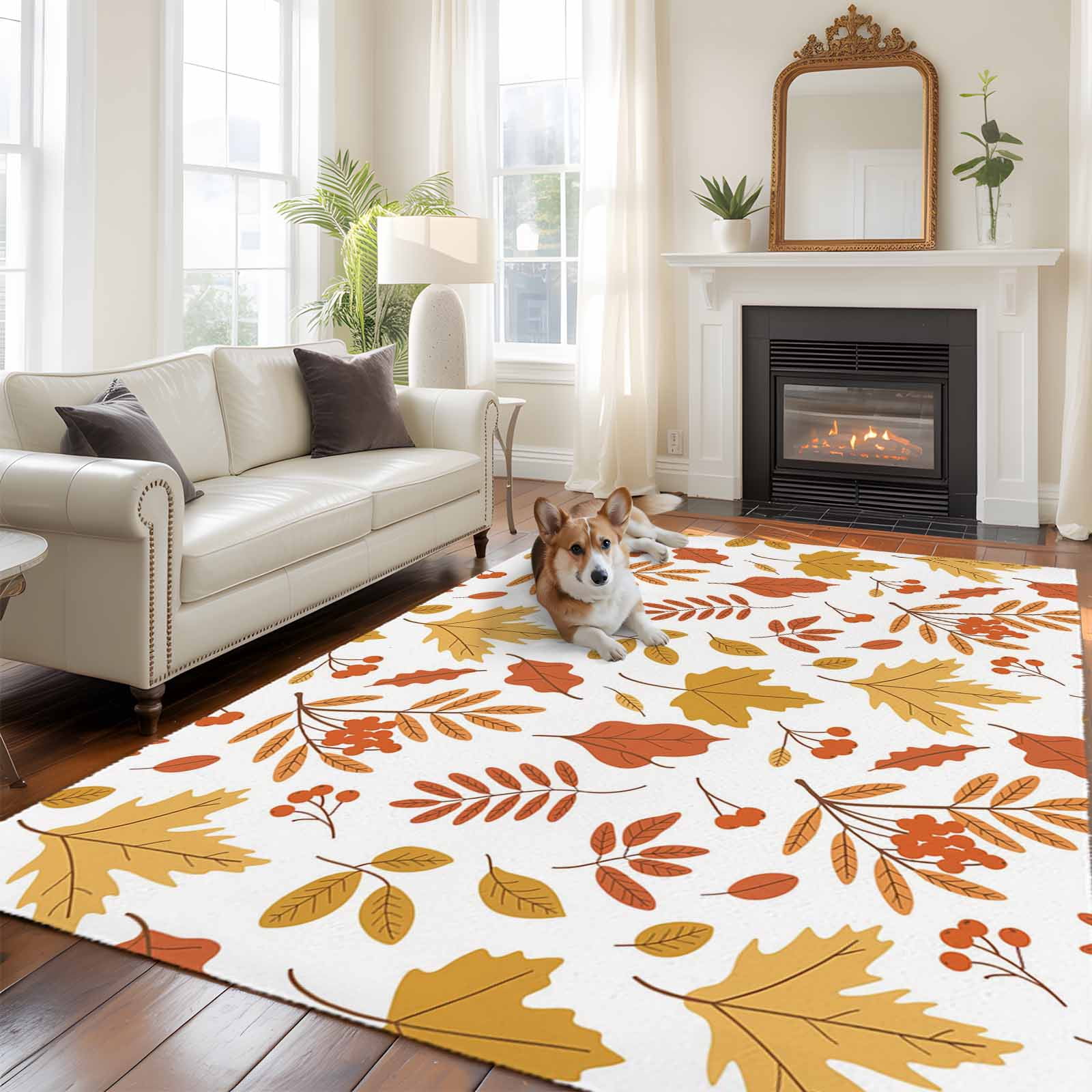 6'x9' Area Rugs, Autumn Maple Leaves Indoor Outdoor Area Rug for Living ...