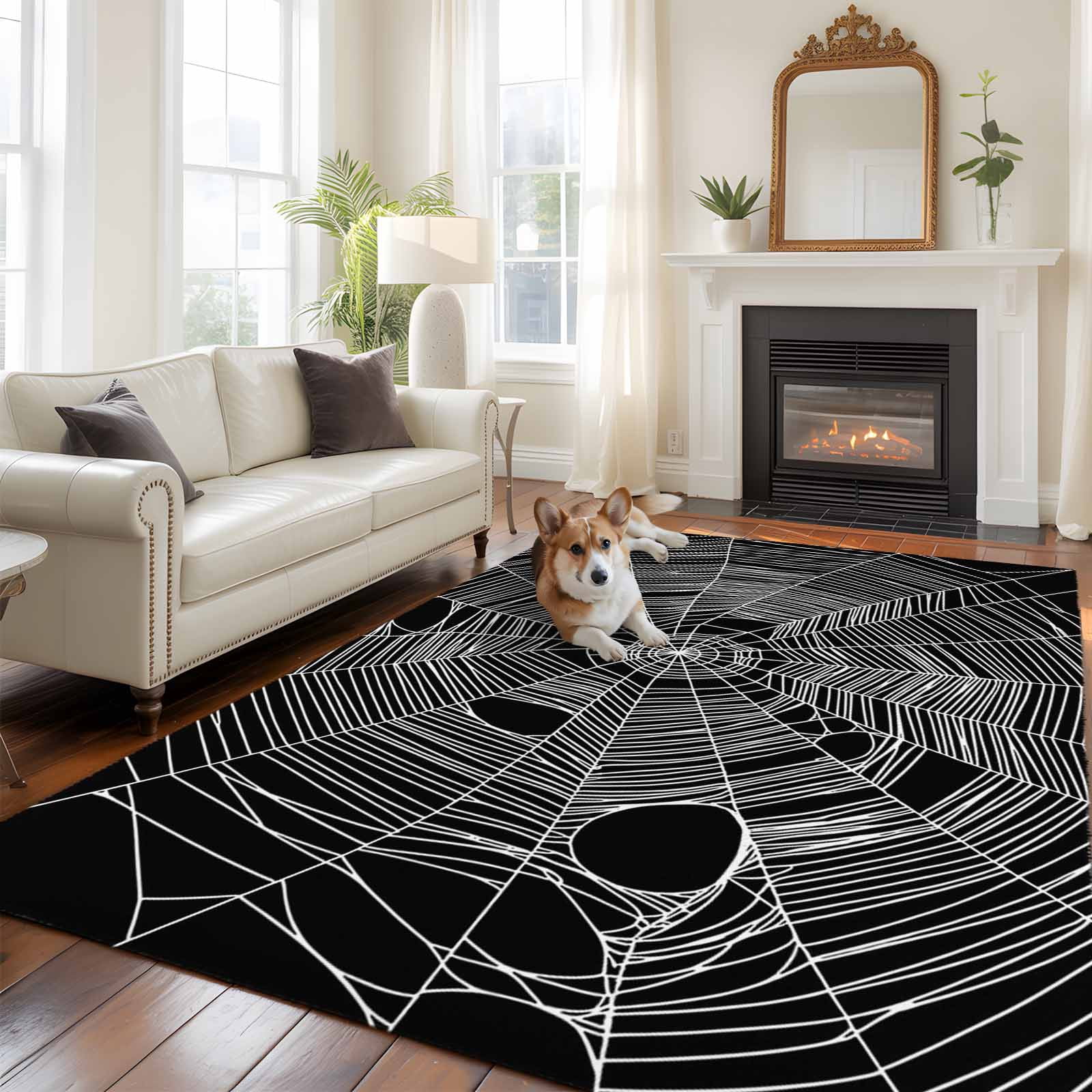 6'x9' Area Rugs, Black Halloween Indoor Outdoor Area Rug for Living ...