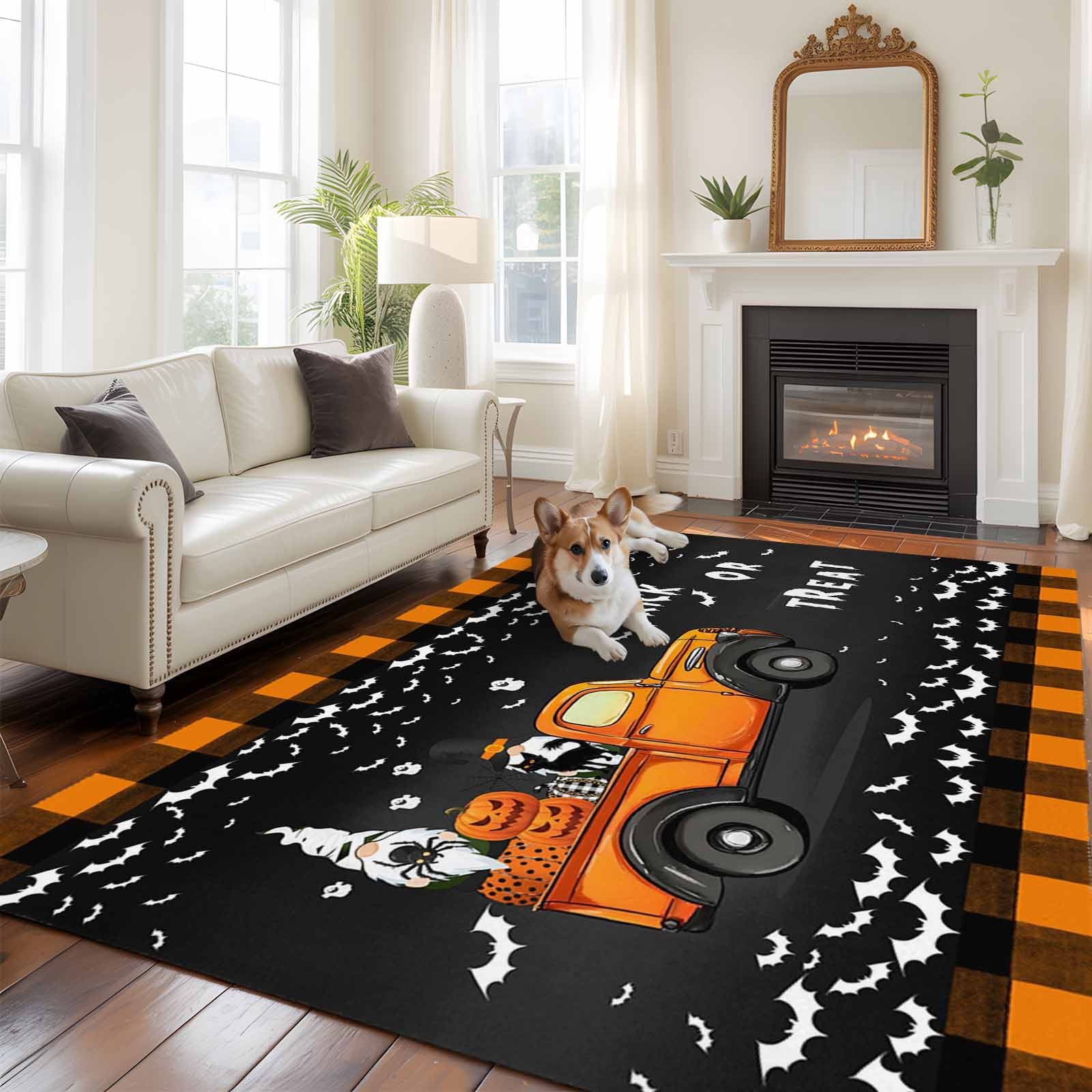 6'x9' Area Rugs, Black Halloween Indoor Outdoor Area Rug for Living ...