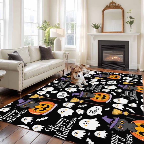 6'x9' Area Rugs, Black Halloween Indoor Outdoor Area Rug for Living ...