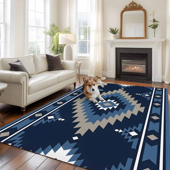 6'x9' Area Rugs, Blue Boho Indoor Outdoor Area Rug for Living Room ...
