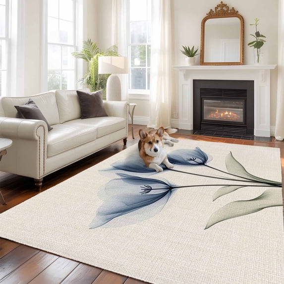 6'x9' Area Rugs, Blue Tulip Indoor Outdoor Area Rug for Living Room ...