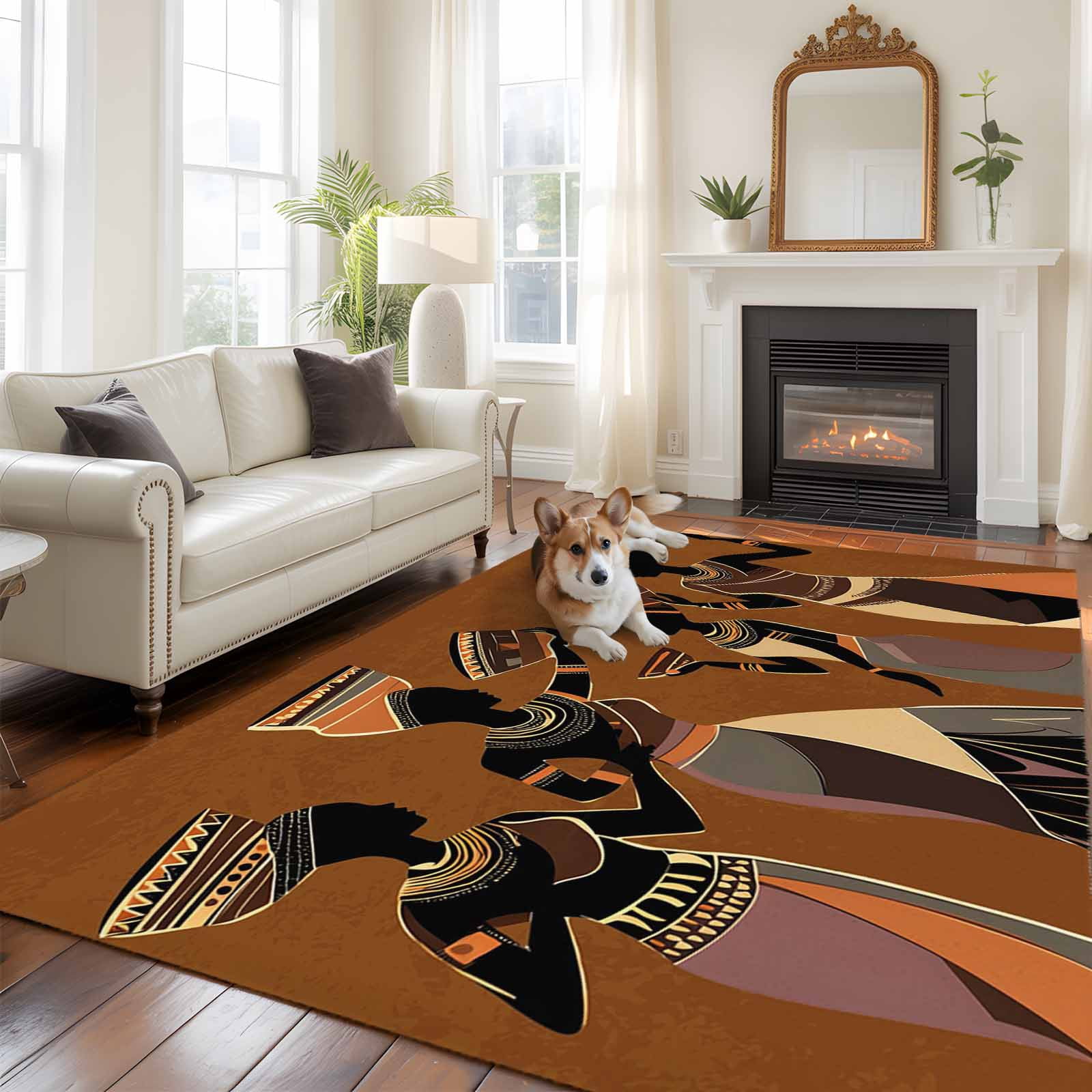 6'x9' Area Rugs, Brown Girls Boho Indoor Outdoor Area Rug for Living ...