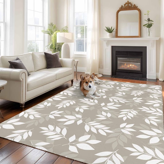 6'x9' Area Rugs, Brown Leaves Indoor Outdoor Area Rug for Living Room ...