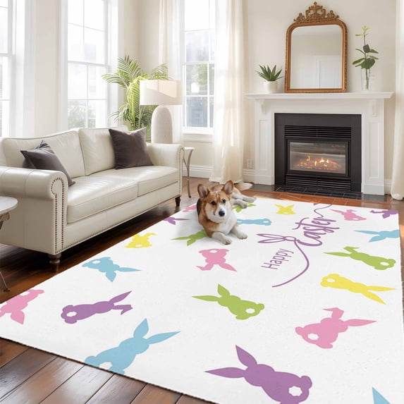 6'x9' Area Rugs, Bunny Easter Indoor Outdoor Area Rug for Living Room ...