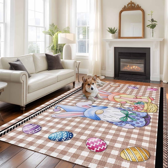 6'x9' Area Rugs, Bunny Gnomes Easter Indoor Outdoor Area Rug for Living ...