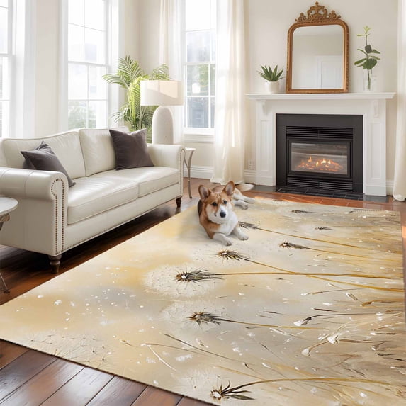 6'x9' Area Rugs, Dandelion Floral Indoor Outdoor Area Rug for Living ...