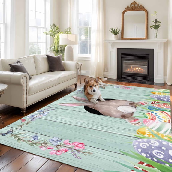 6'x9' Area Rugs, Easter Bunny Indoor Outdoor Area Rug for Living Room ...