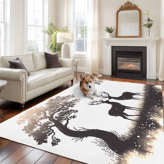 6'x9' Area Rugs, Elk Silhouette Indoor Outdoor Area Rug for Living Room ...