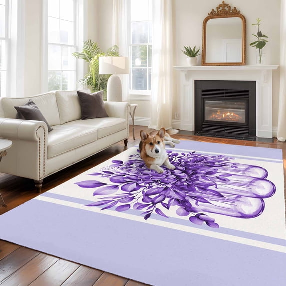 6'x9' Area Rugs, Eucalyptus Purple Indoor Outdoor Area Rug for Living ...