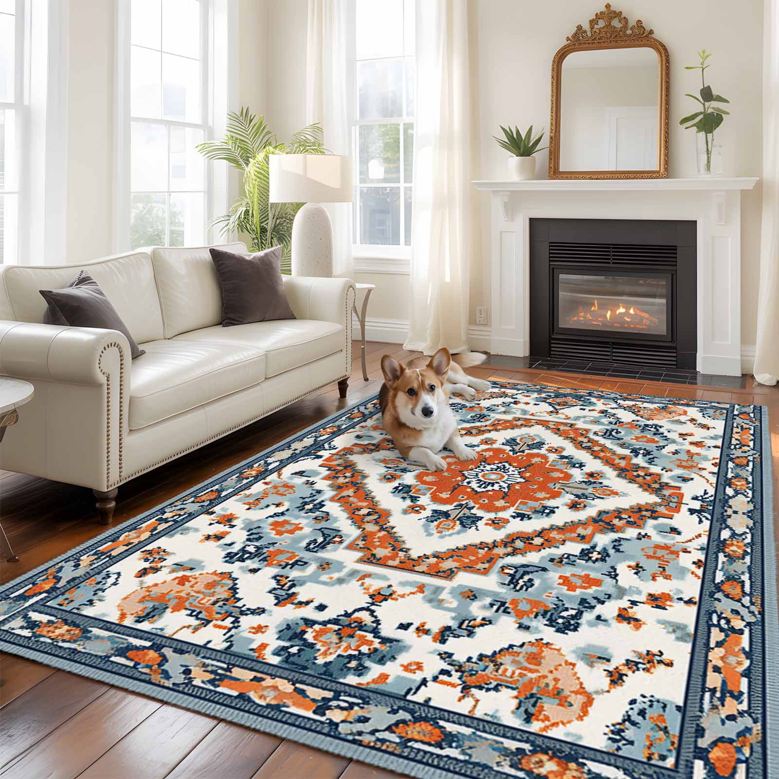 6'x9' Area Rugs, Farmhouse Aztec Indoor Outdoor Area Rug for Living ...