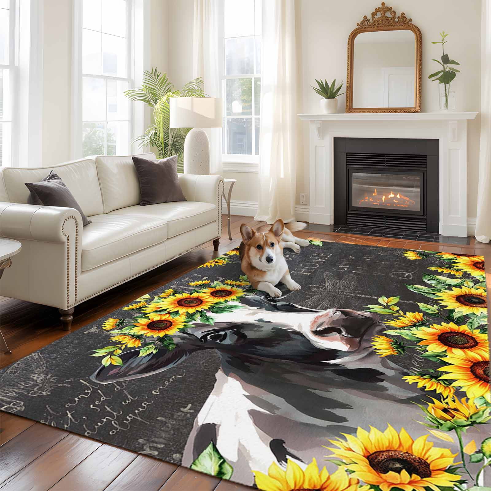 6'x9' Area Rugs, Farmhouse Cow Indoor Outdoor Area Rug for Living Room ...