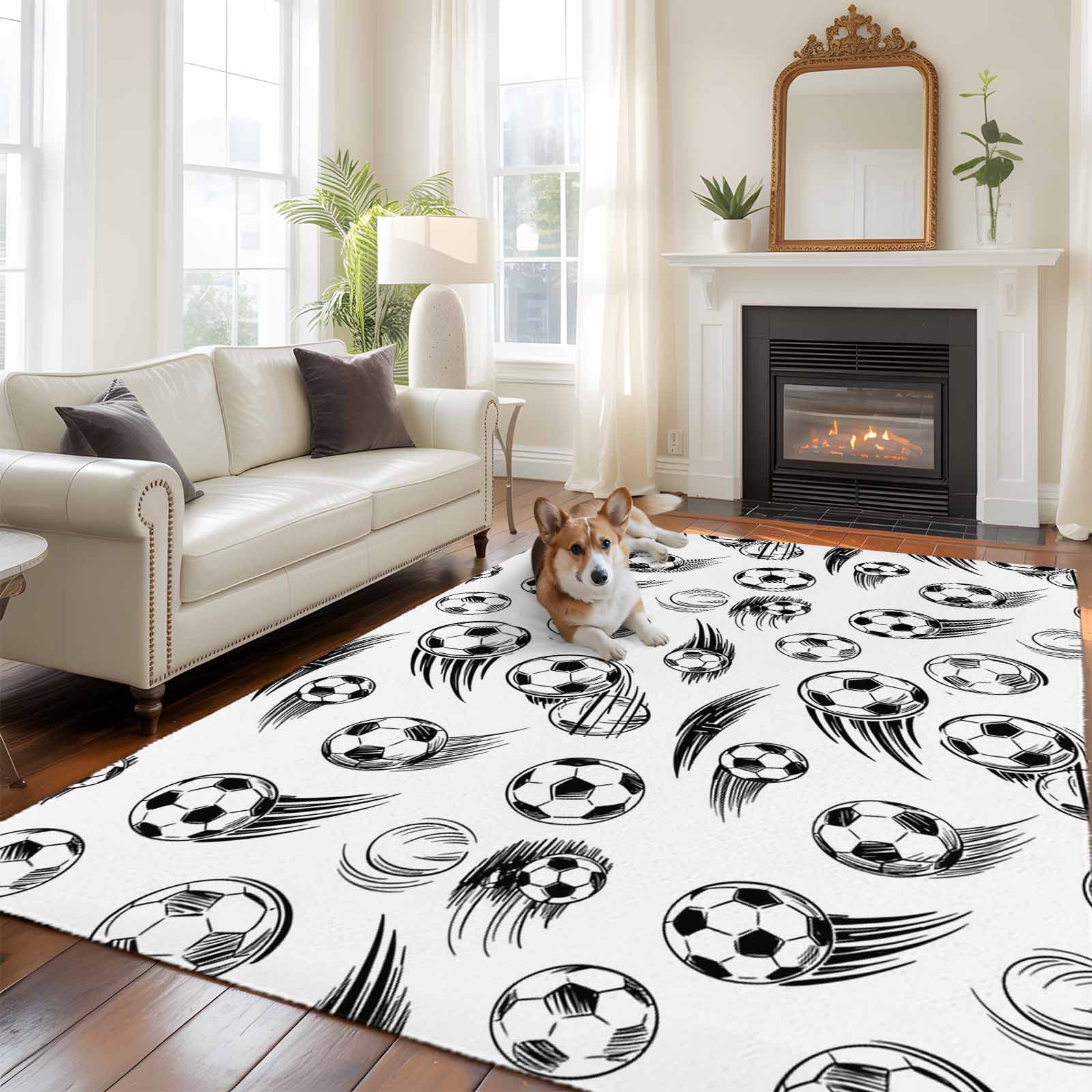 6'x9' Area Rugs, Football Indoor Outdoor Area Rug for Living Room ...