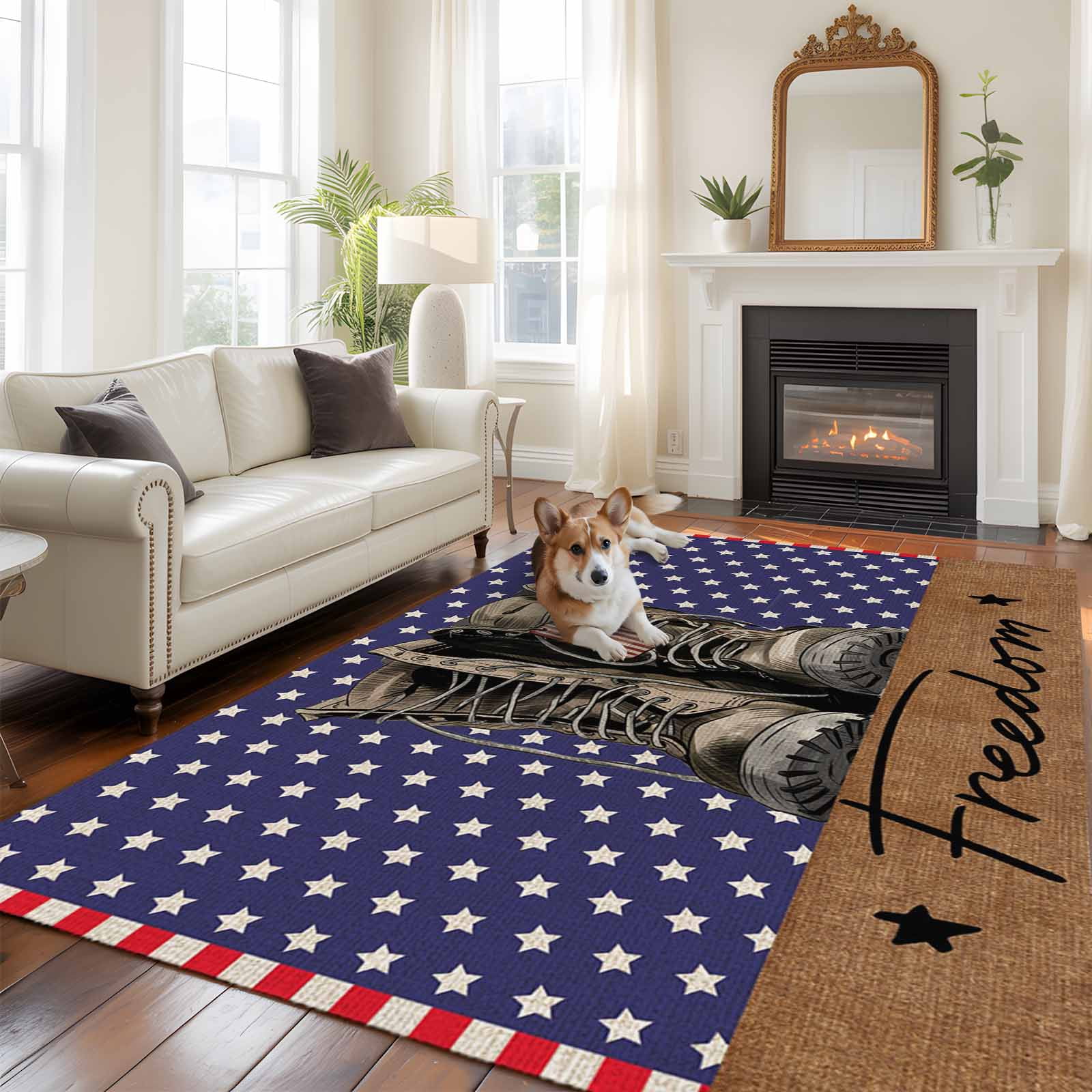 6'x9' Area Rugs, Freedom Boots Indoor Outdoor Area Rug for Living Room ...