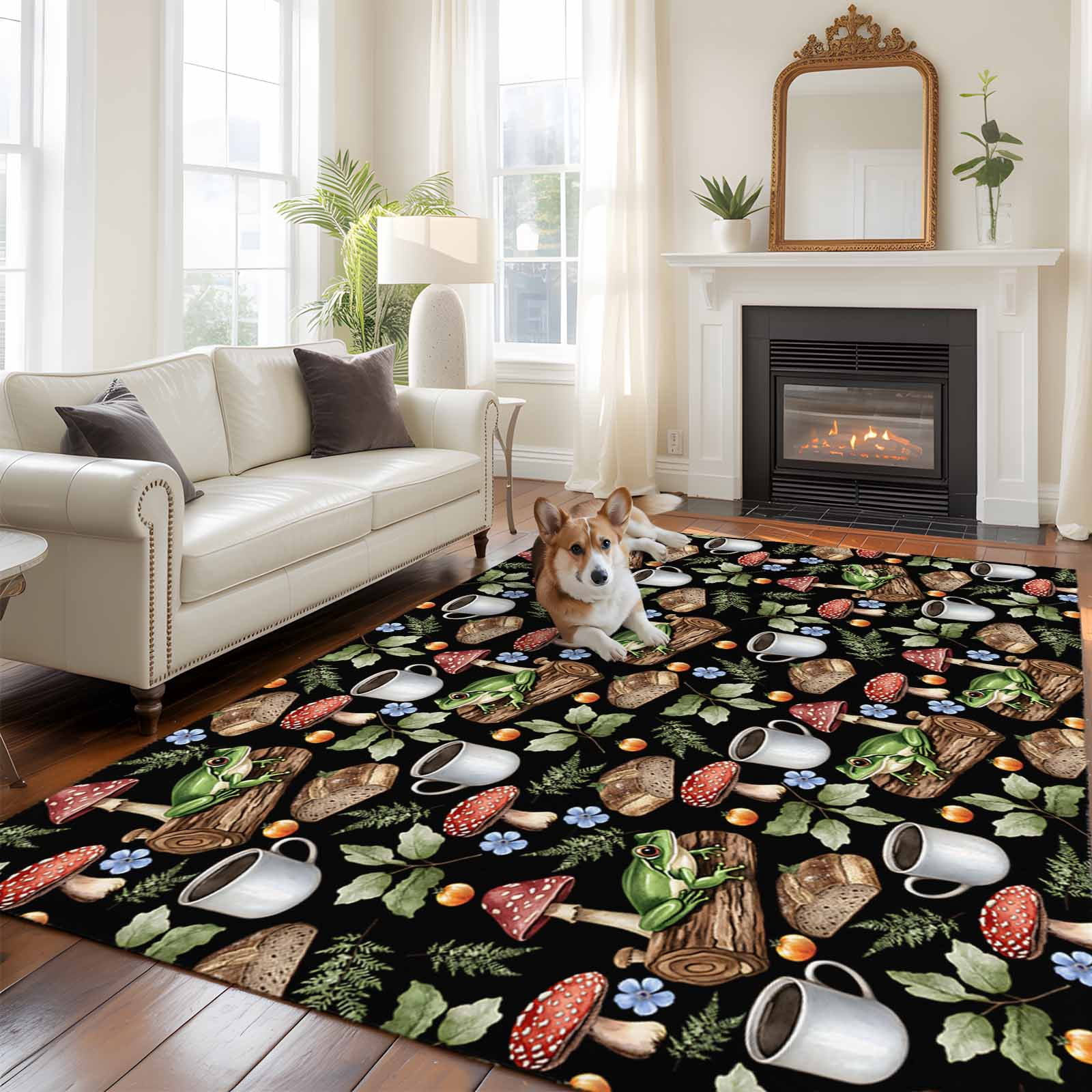 6'x9' Area Rugs, Frog Mushroom Indoor Outdoor Area Rug for Living Room ...