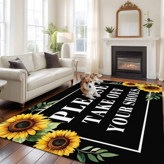 6'x9' Area Rugs, Funny Black Indoor Outdoor Area Rug for Living Room ...