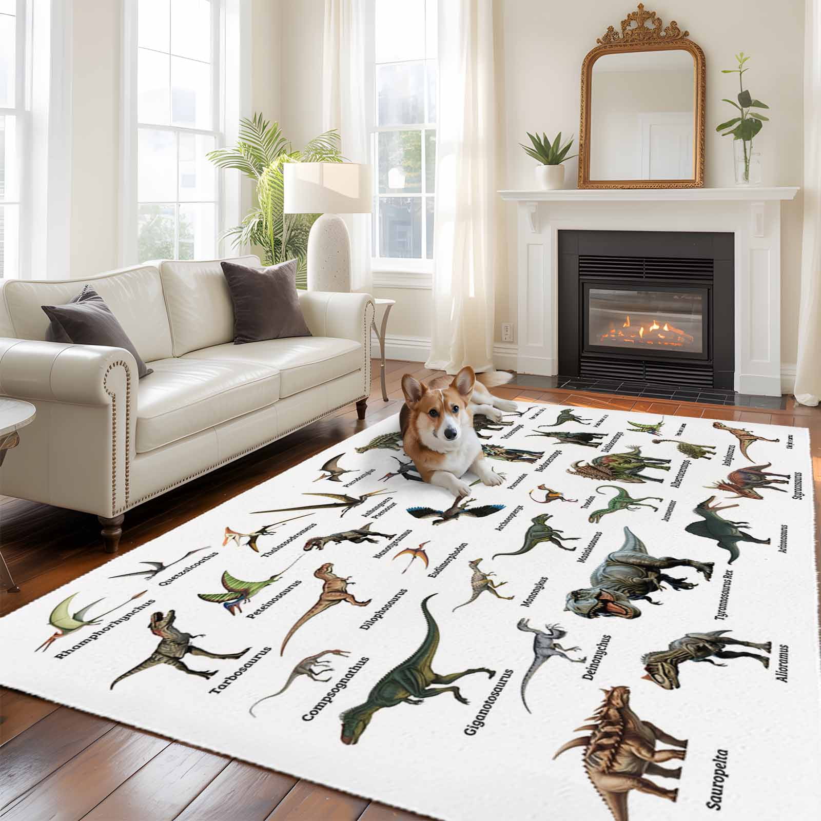 6'x9' Area Rugs, Funny Dinosaurs Indoor Outdoor Area Rug for Living ...