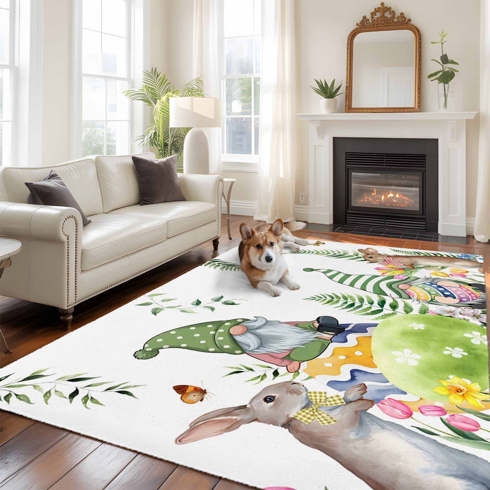 6'x9' Area Rugs, Green Easter Indoor Outdoor Area Rug for Living Room ...