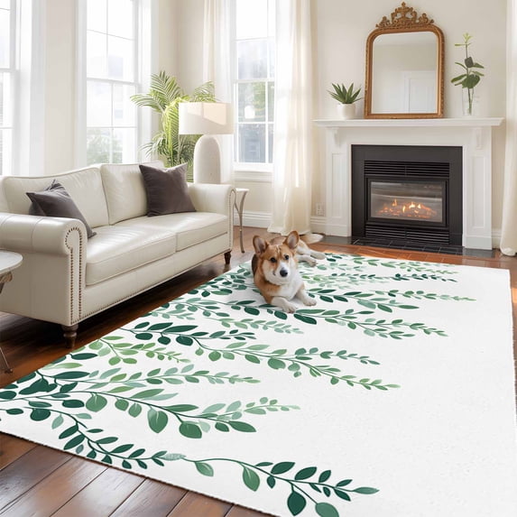 6'x9' Area Rugs, Green Leaves Indoor Outdoor Area Rug for Living Room ...