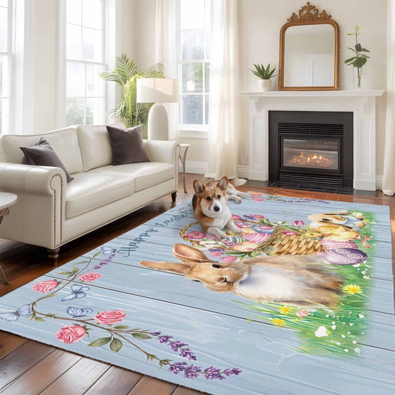 6'x9' Area Rugs, Happy Easter Indoor Outdoor Area Rug for Living Room ...