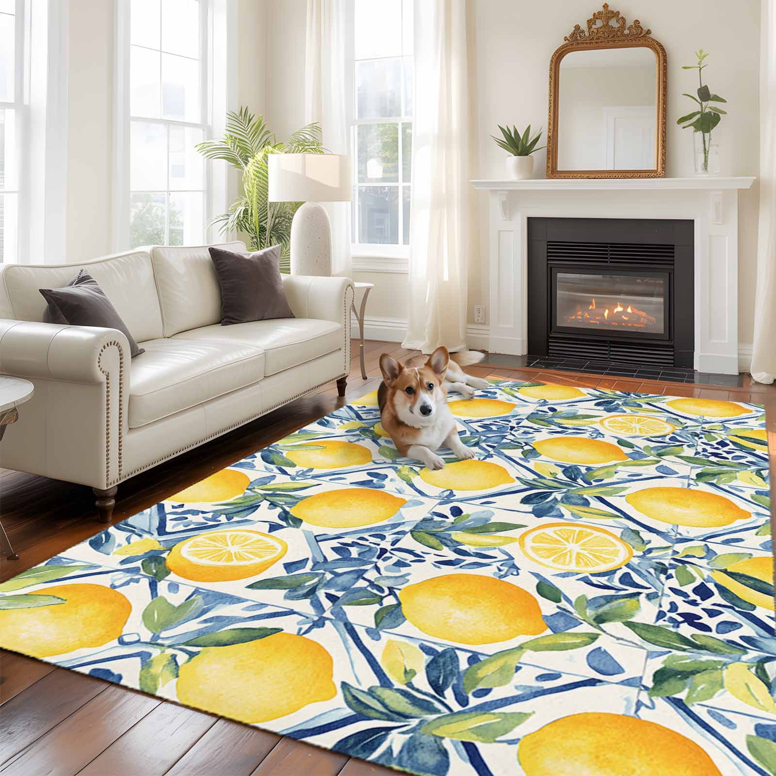 6'x9' Area Rugs, Lemon Fruit Indoor Outdoor Area Rug for Living Room ...