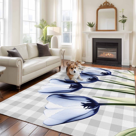 6'x9' Area Rugs, Light BlueTulip Indoor Outdoor Area Rug for Living ...
