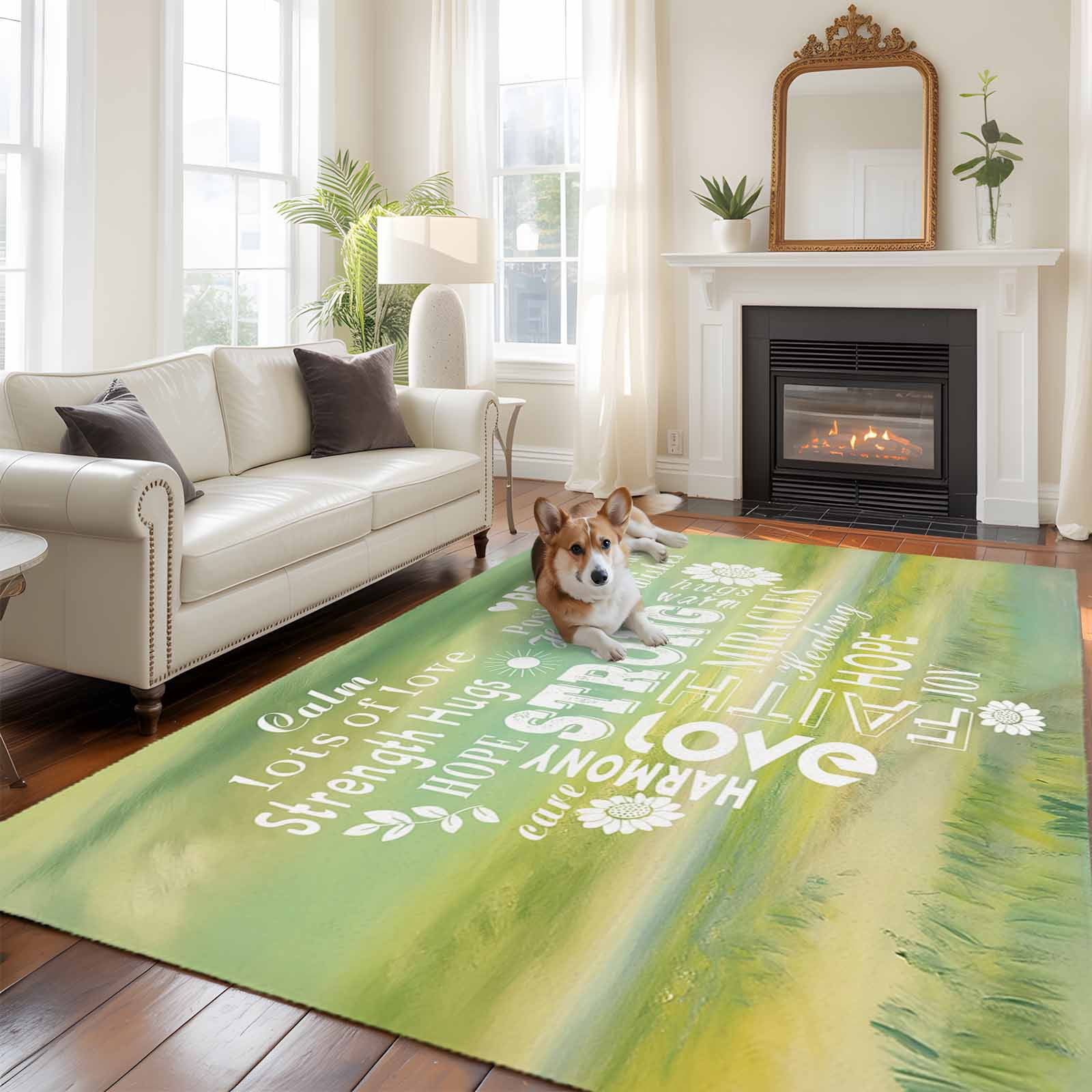 6'x9' Area Rugs, Love Peace Text Indoor Outdoor Area Rug for Living ...