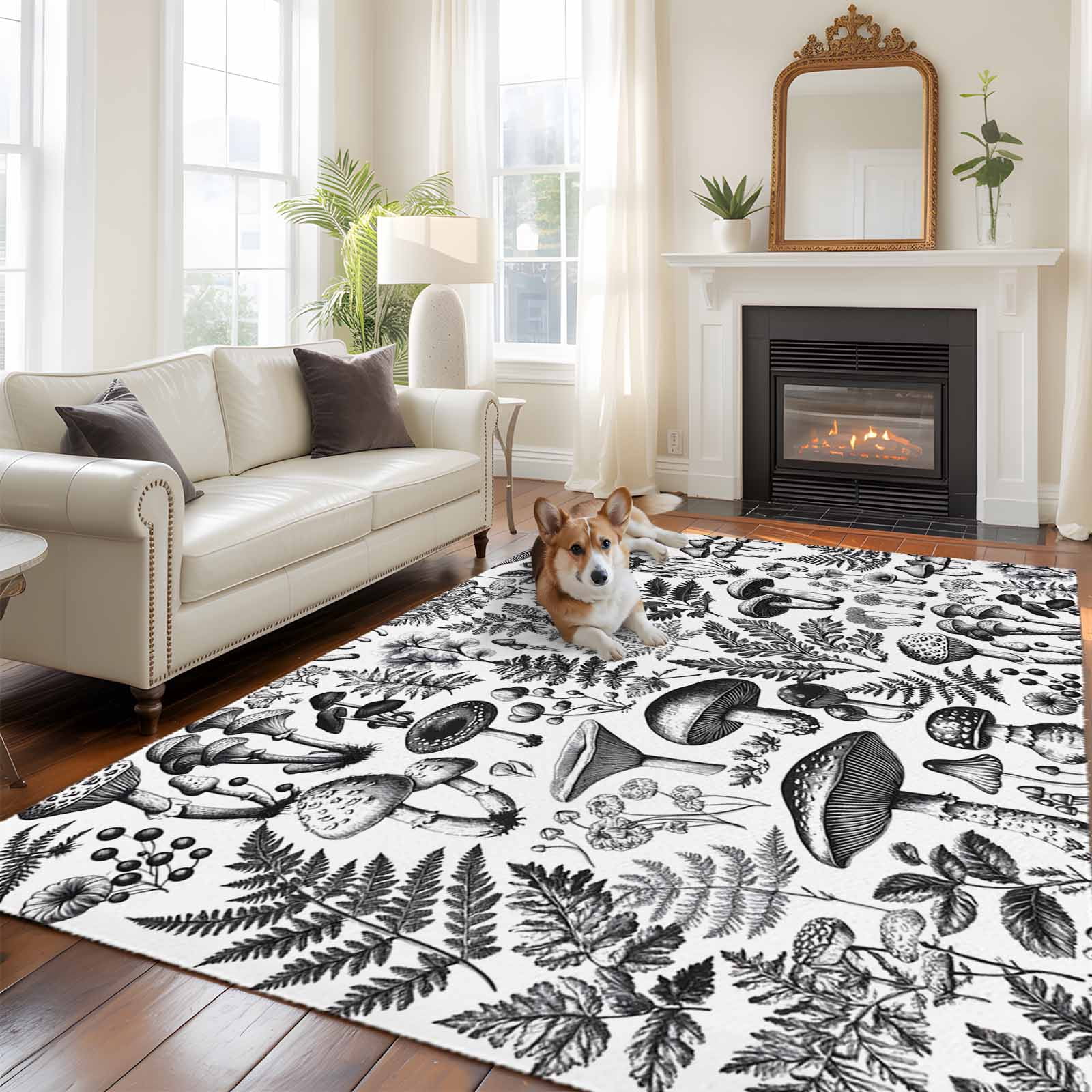 6'x9' Area Rugs, Mushroom Indoor Outdoor Area Rug for Living Room ...