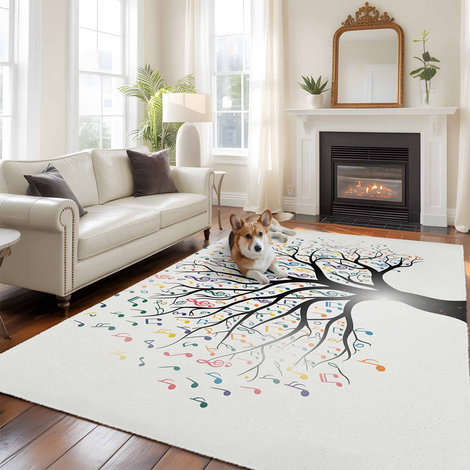 6'x9' Area Rugs, Music Tree Indoor Outdoor Area Rug for Living Room ...