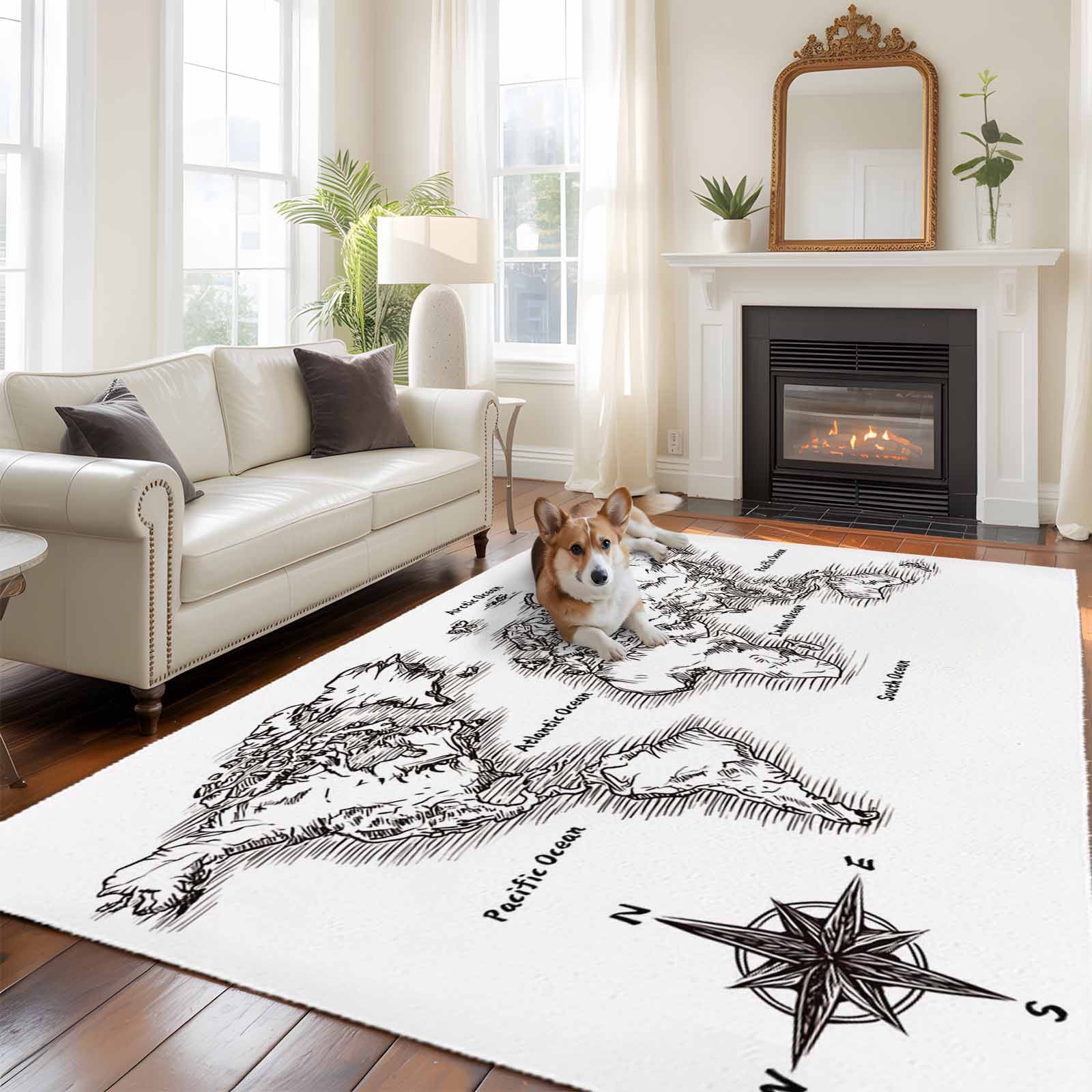 6'x9' Area Rugs, Nautical Map Indoor Outdoor Area Rug for Living Room ...