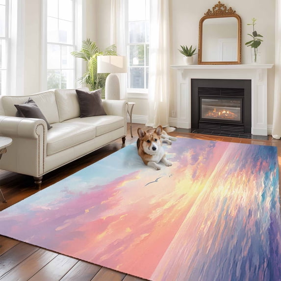6'x9' Area Rugs, Ocean Sunset Indoor Outdoor Area Rug for Living Room ...