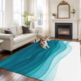 6'x9' Area Rugs, Ombre Teal Waves Indoor Outdoor Area Rug for Living ...