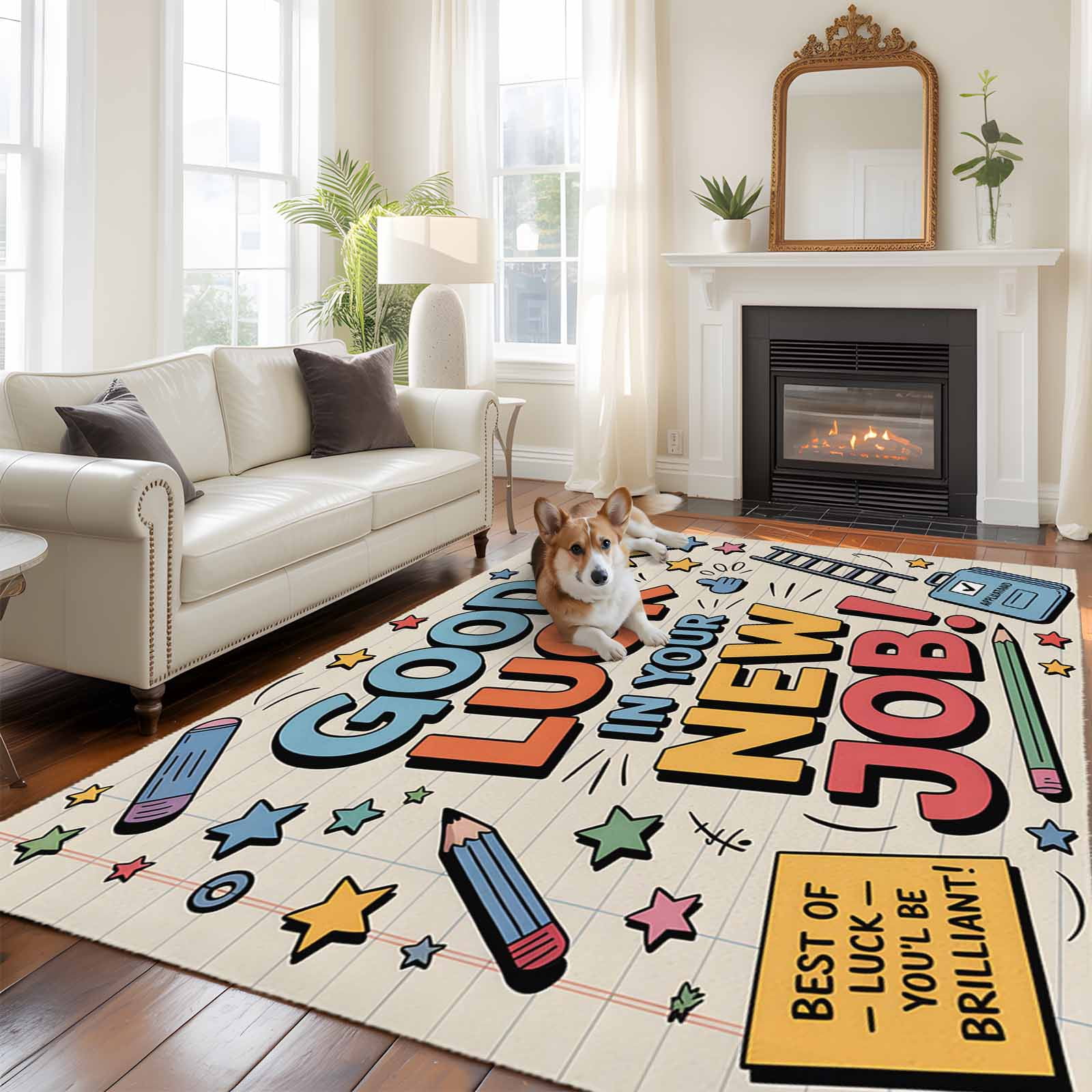 6'x9' Area Rugs, Orange Blue Words Indoor Outdoor Area Rug for Living ...