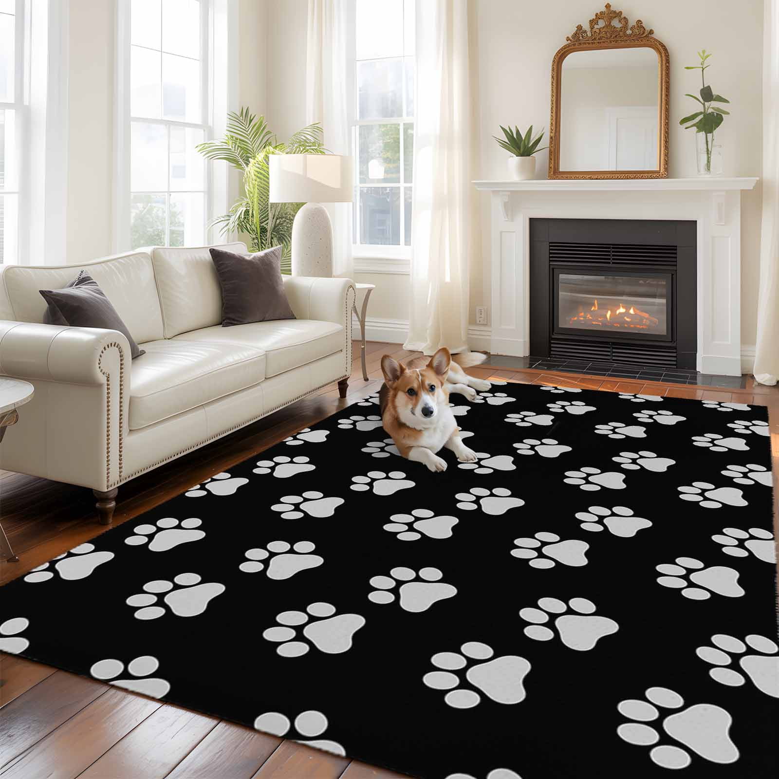 6'x9' Area Rugs, Pet Paw Printed Indoor Outdoor Area Rug for Living ...