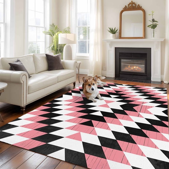 6'x9' Area Rugs, Pink Aztec Indoor Outdoor Area Rug for Living Room ...