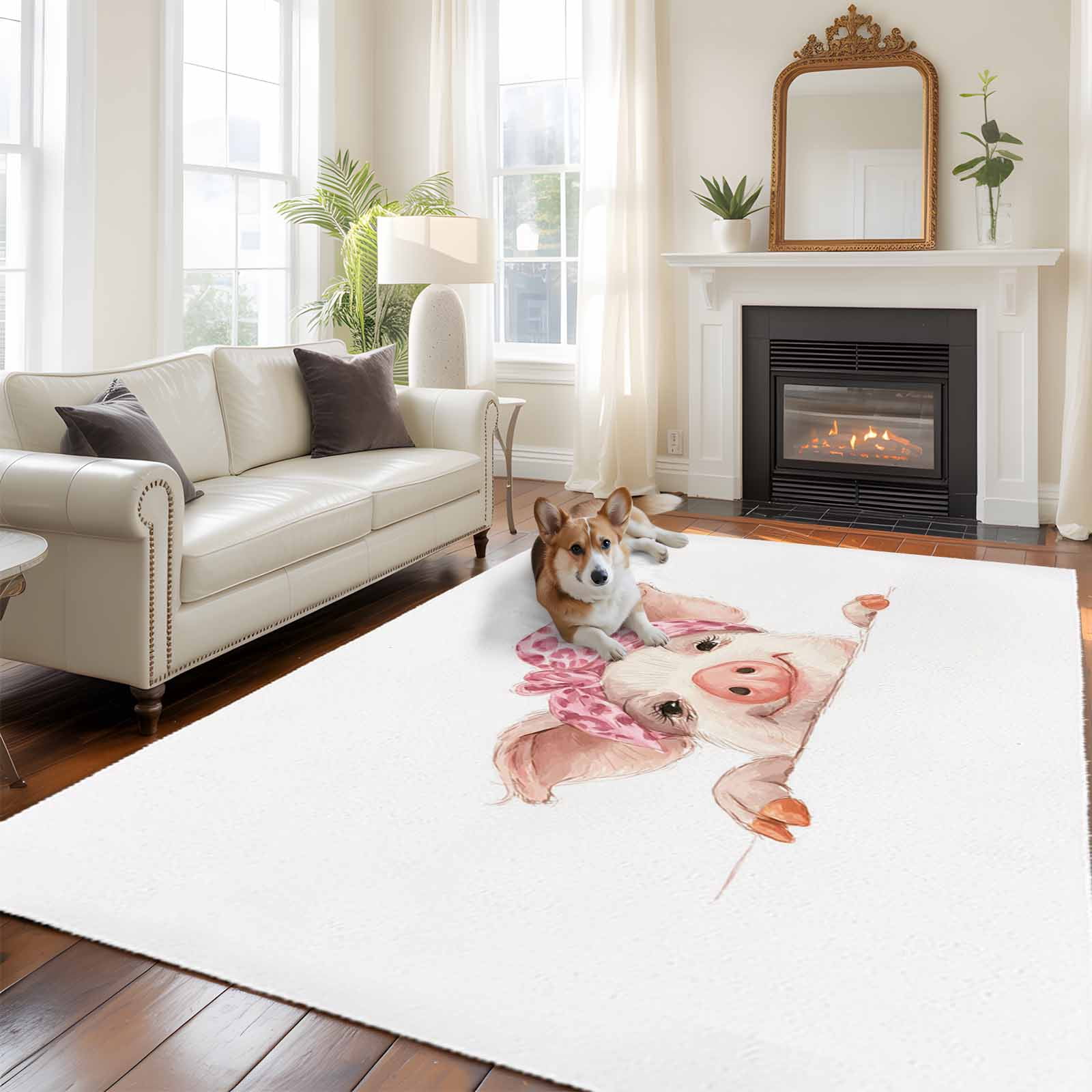 6'x9' Area Rugs, Pink Pig Indoor Outdoor Area Rug for Living Room ...