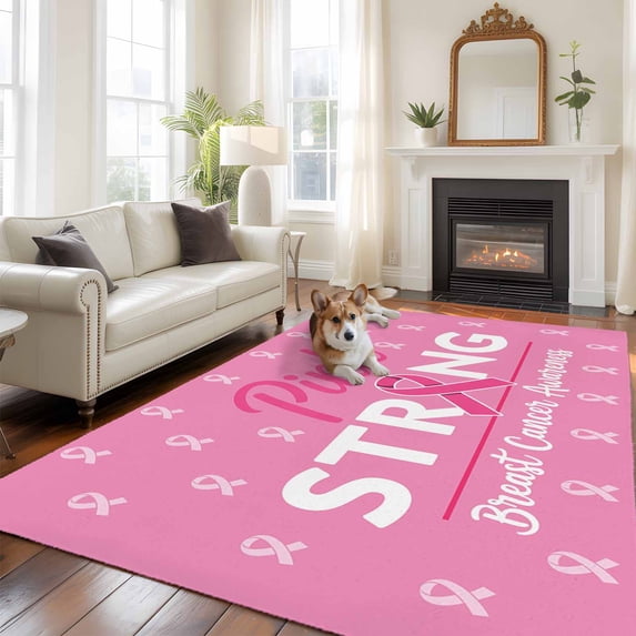 6'x9' Area Rugs, Pink Ribbon Indoor Outdoor Area Rug for Living Room ...