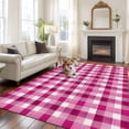 6'x9' Area Rugs, Pink White Plaid Indoor Outdoor Area Rug for Living ...